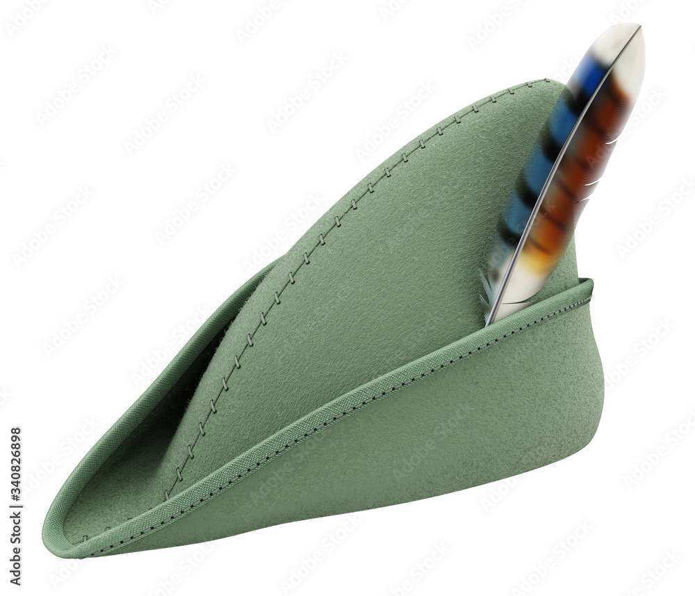 Robin hood hat isolated on white background - 3D illustration Stock ...