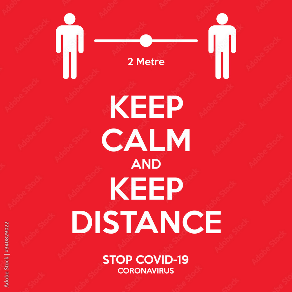Vecteur Stock Keep calm and keep distance poster. Social distancing to ...