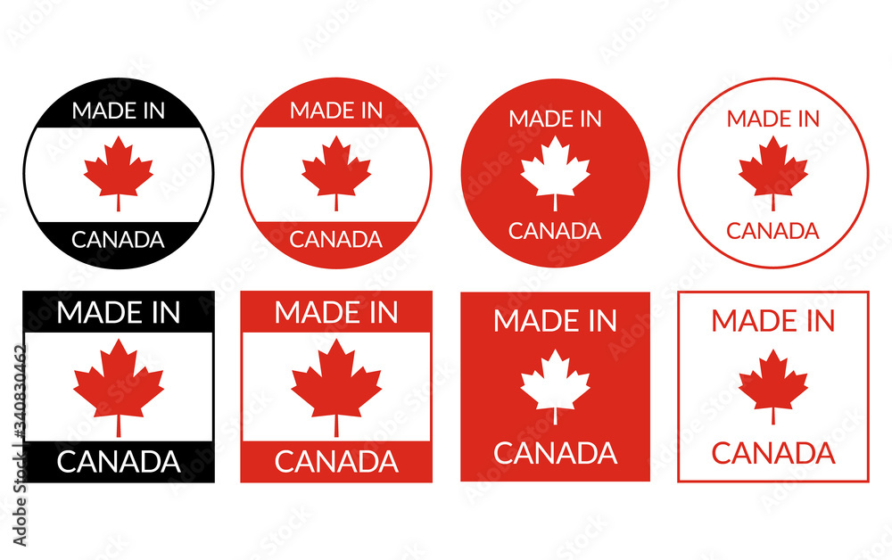 Vetor de Made in Canada labels badge logos sticker in different ...