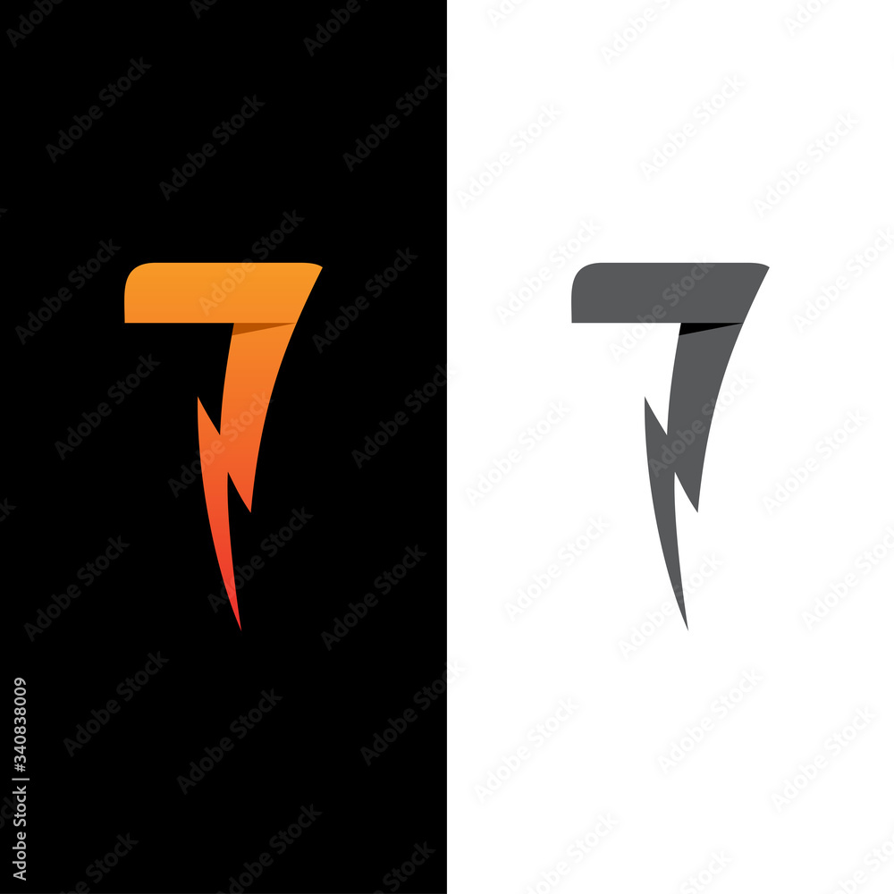 Number 7 lightning bolt logo or symbol template design Stock Vector ...