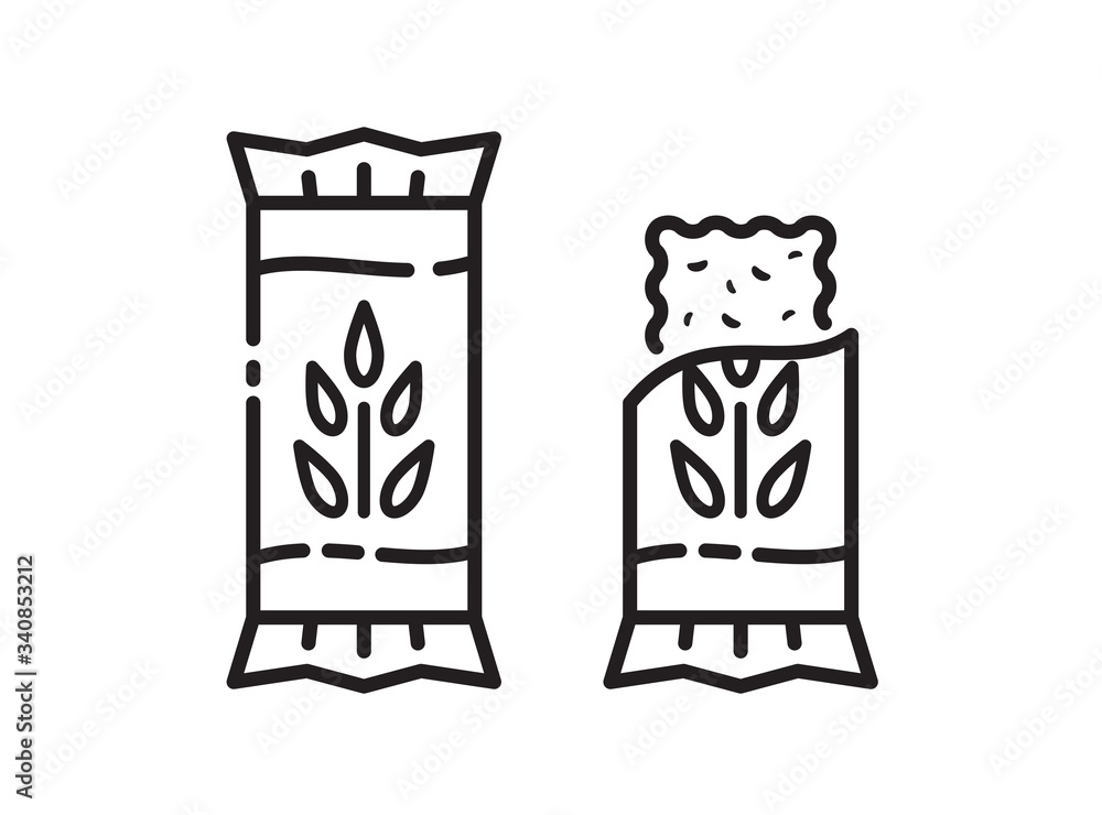 Energy snack icon. Organic cereal sweets. Protein bar in the vector ...