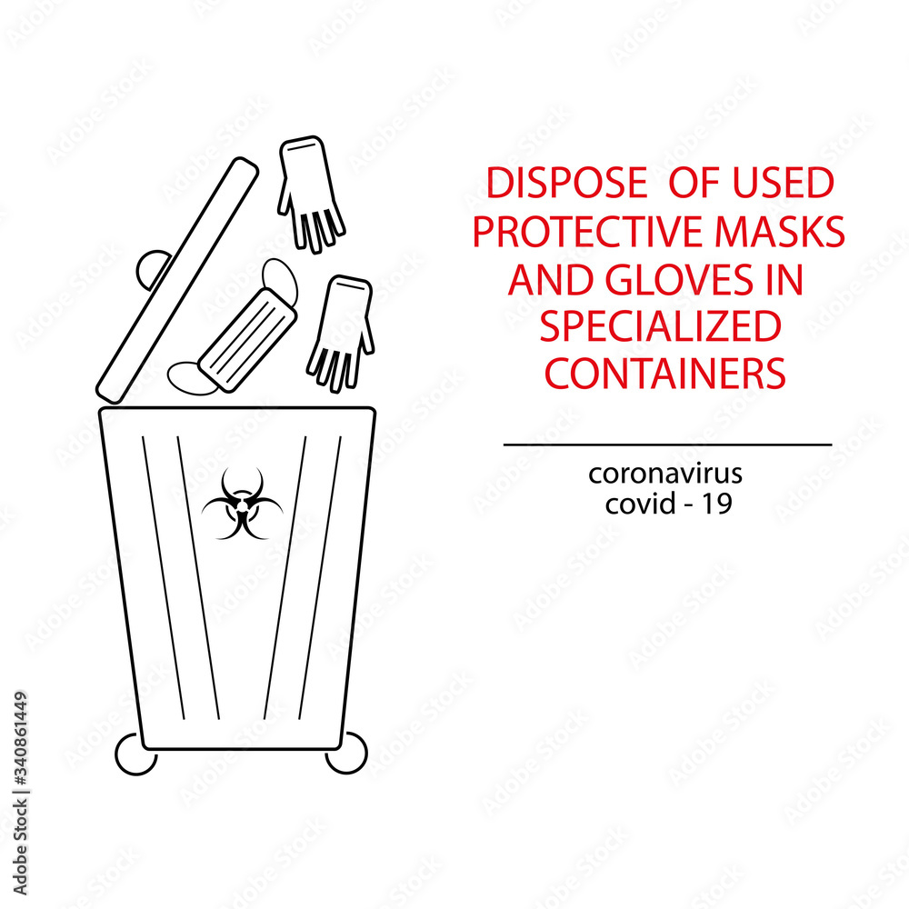 Disposal of used masks and gloves. Prevention of viral diseases ...