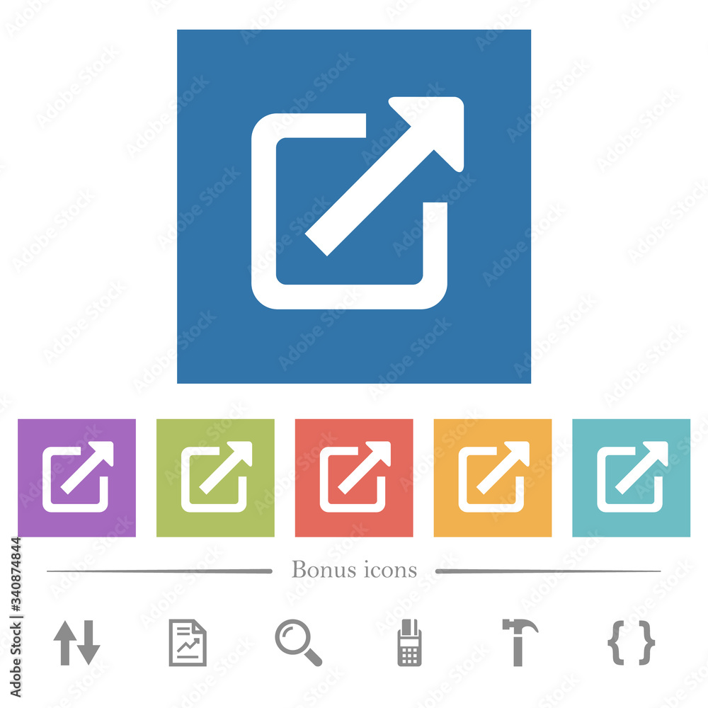 Open in new window flat white icons in square backgrounds Stock Vector ...