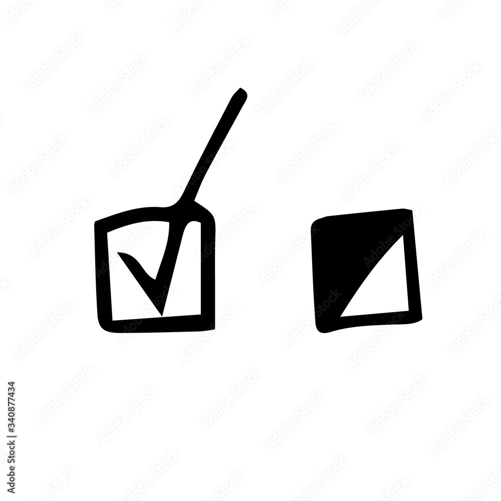 Doodle signs for the completed task. Doodle image of the completed task ...