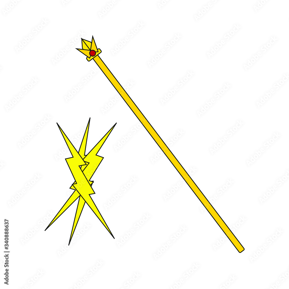 scepter and rays of god zeus mythology of Olympus, illustration for web ...
