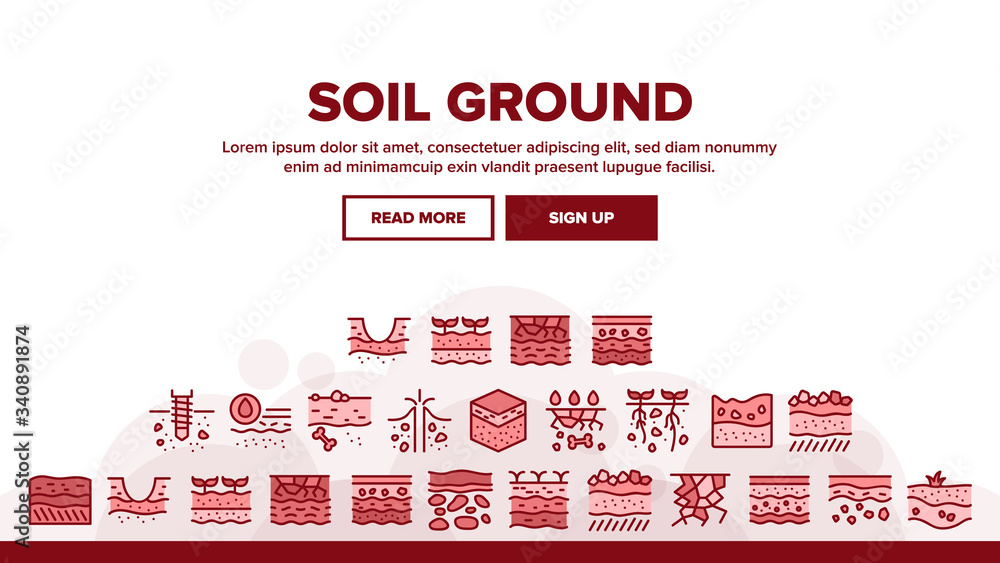 Soil Ground Research Landing Web Page Header Banner Template Vector ...