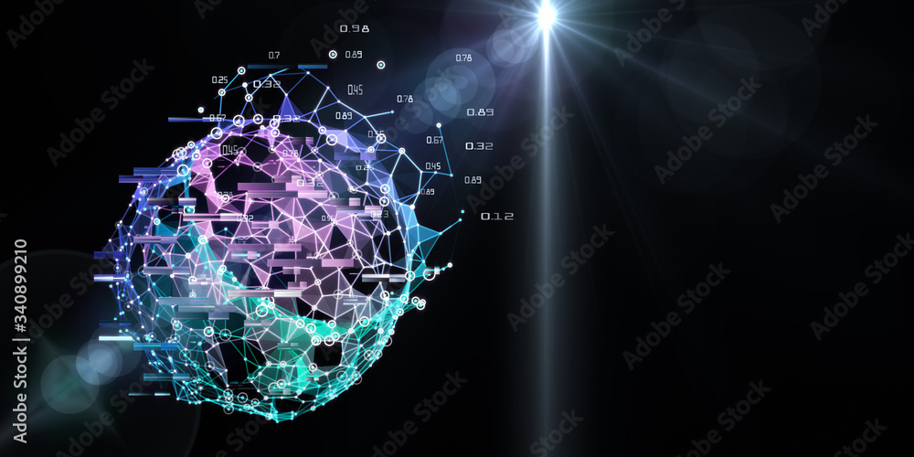 Big Data Abstract Visualization Spherical Algorithm Analysis Data With Blurred Lines And Lens