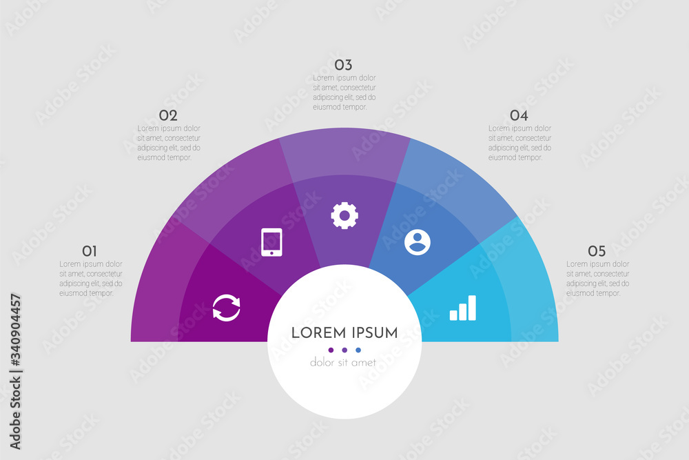 Abstract modern template for creating infographics with 5 options ...