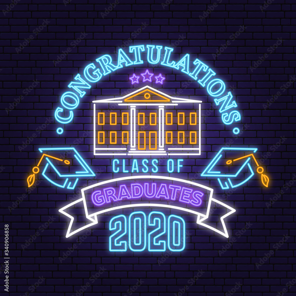 Class of 202 neon bright signboard, light banner. Vector. Neon ...