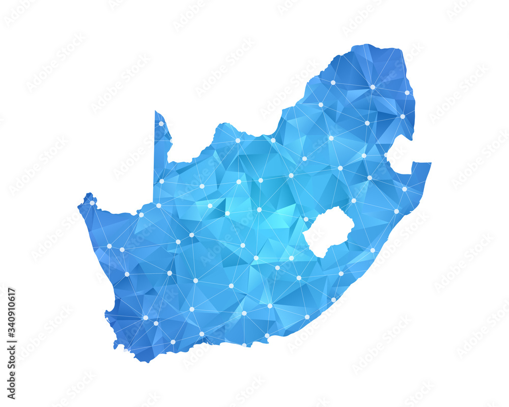 South Africa Map - Abstract geometric rumpled triangular low poly style gradient graphic on ...