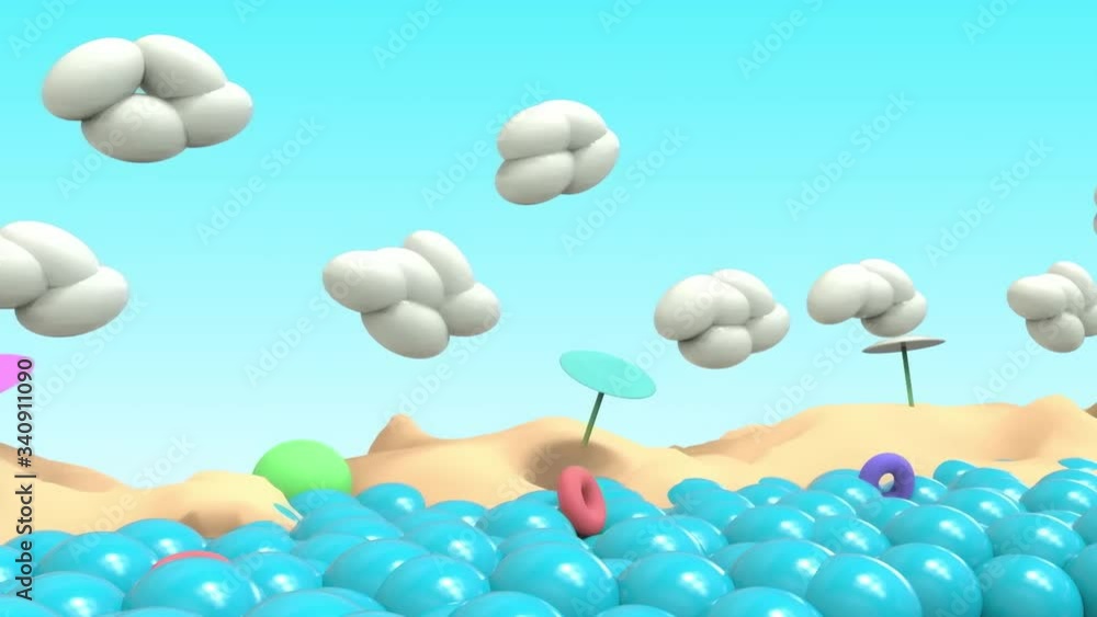 Cartoon Summer Beach Background Looped Stock Video | Adobe Stock