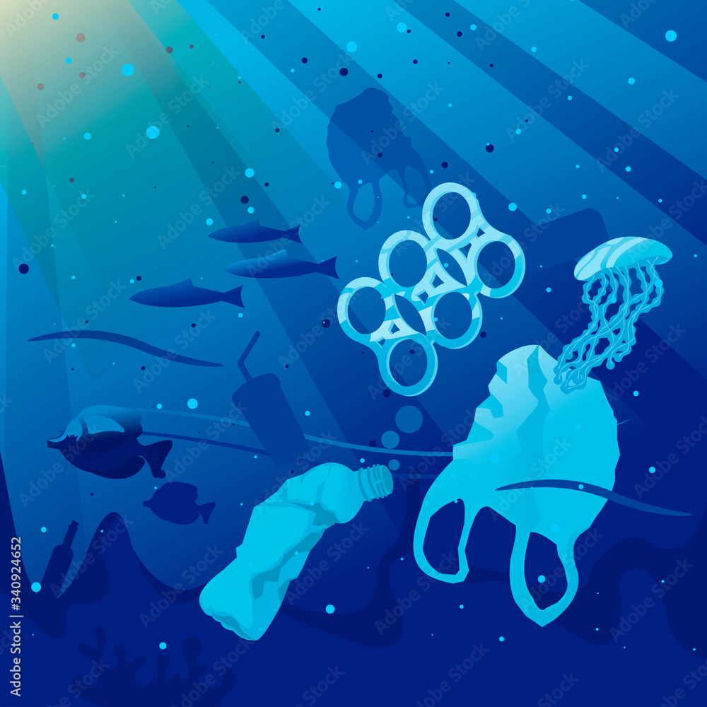 Cartoon Color Ocean Water Waste Background Scene. Vector Stock Vector ...