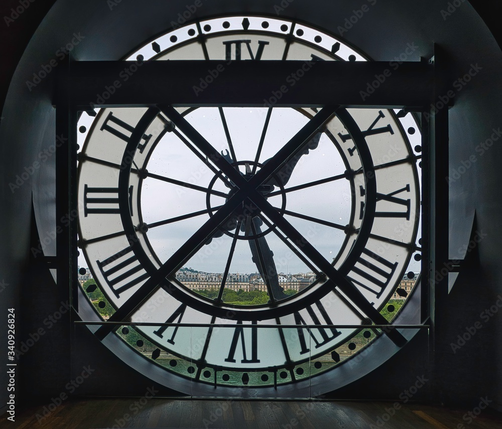 Poster Big window clock at the Orsay Museum (Musee d Orsay) with ...
