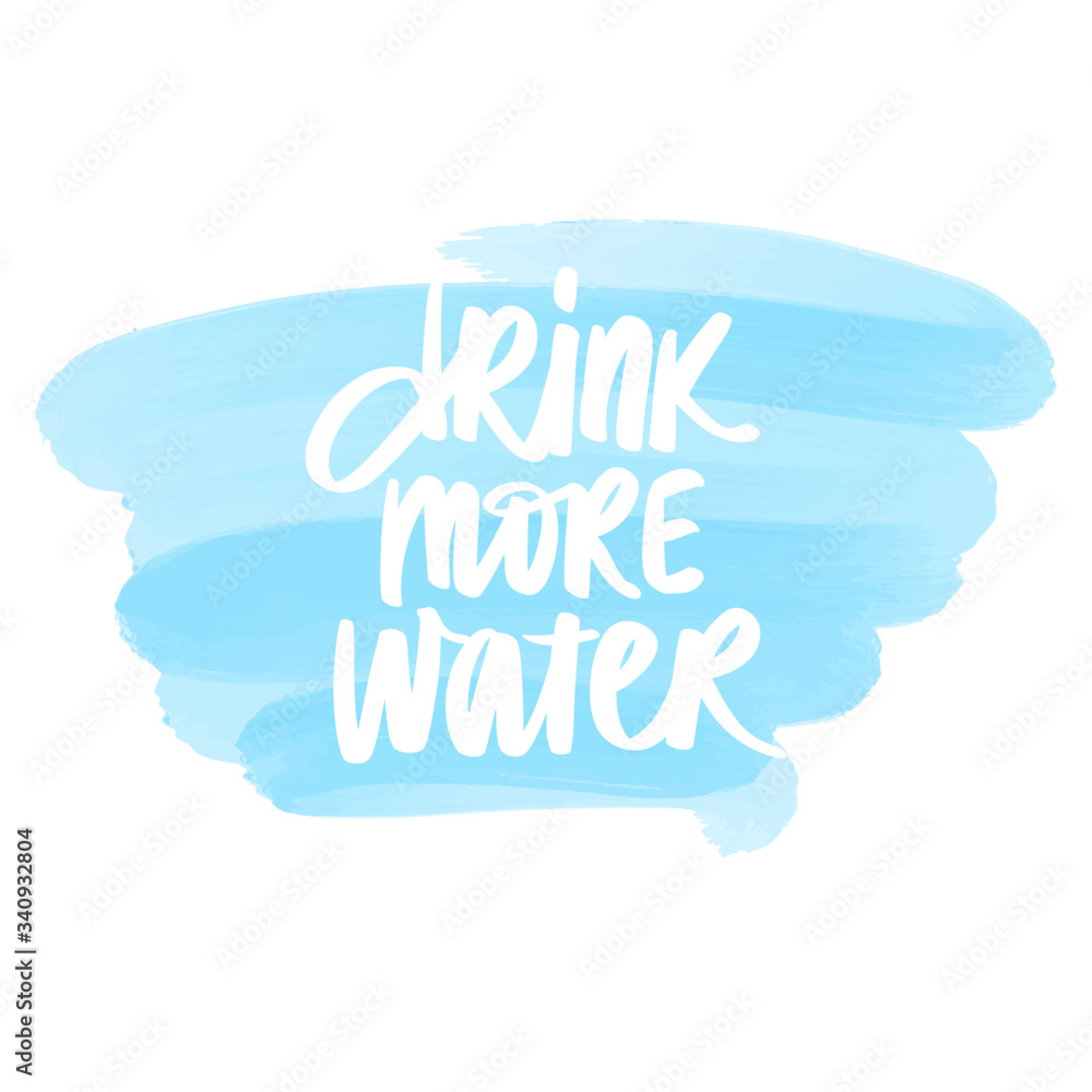 Drink water vector handwritten lettering quote. Typography slogan Stock ...