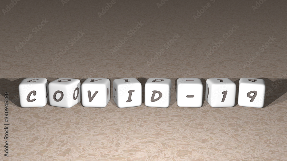 COVID 19 combined by dice letters and color crossing for the related ...