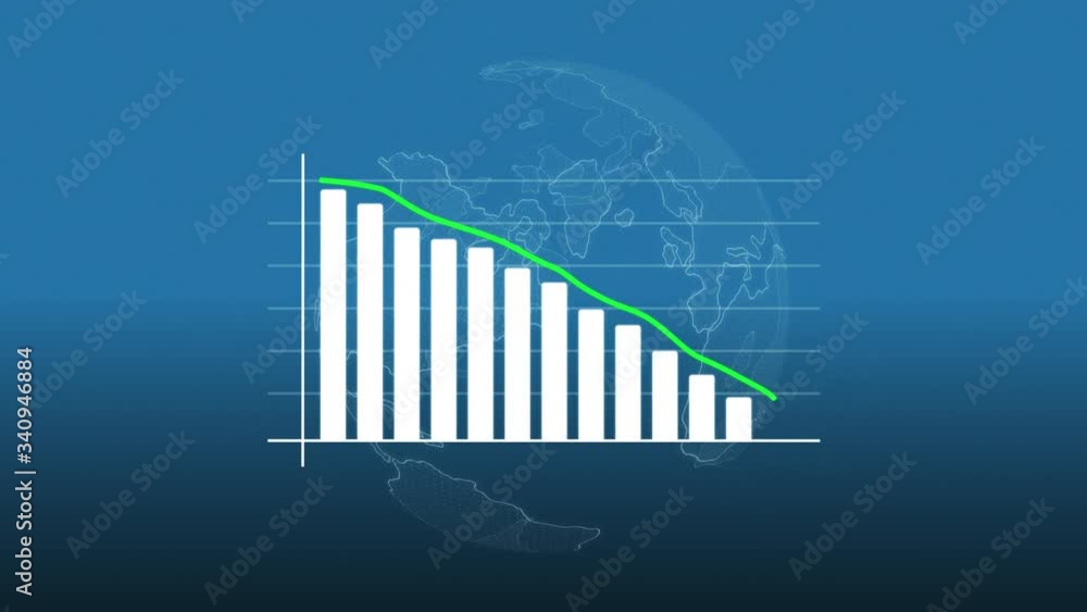 Positive infographic, declining bar chart animation with a rotating ...