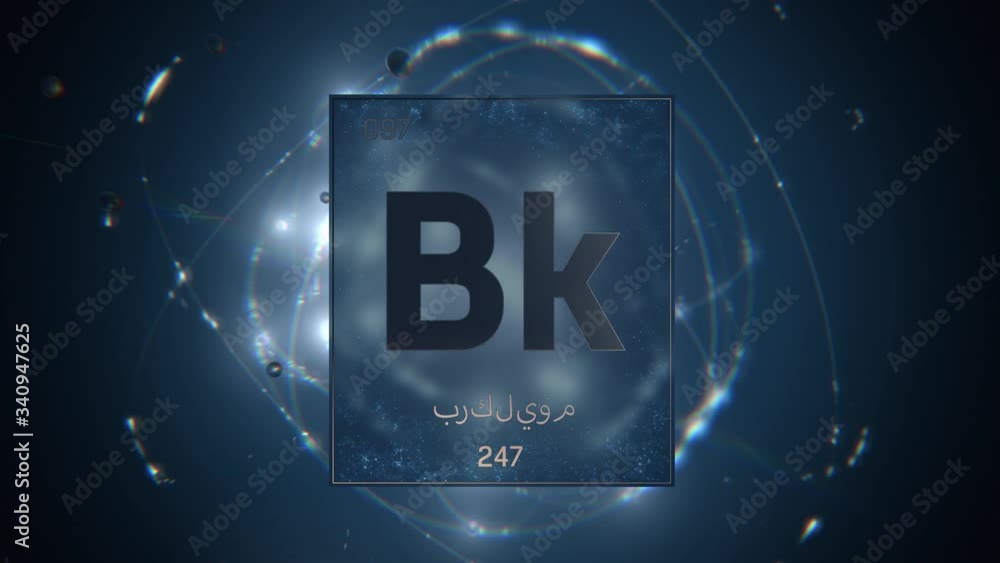 Berkelium as Element 97 of the Periodic Table. Seamlessly looping 3D ...