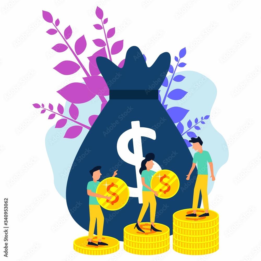 A vector illustration of a group of people working together to move a ...