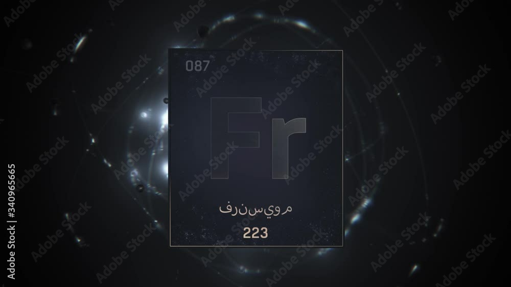 Francium as Element 87 of the Periodic Table. Seamlessly looping 3D ...