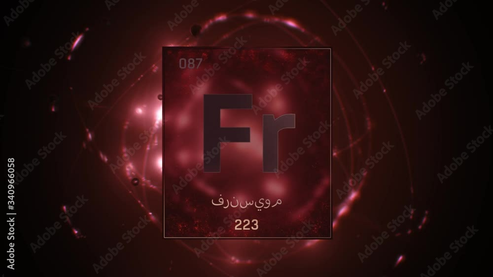 Francium as Element 87 of the Periodic Table. Seamlessly looping 3D ...