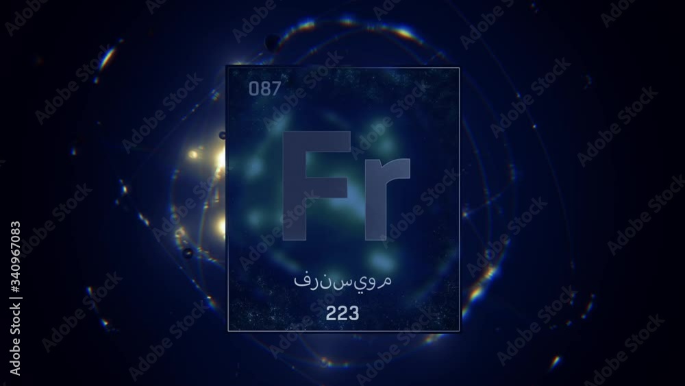 Francium as Element 87 of the Periodic Table. Seamlessly looping 3D ...