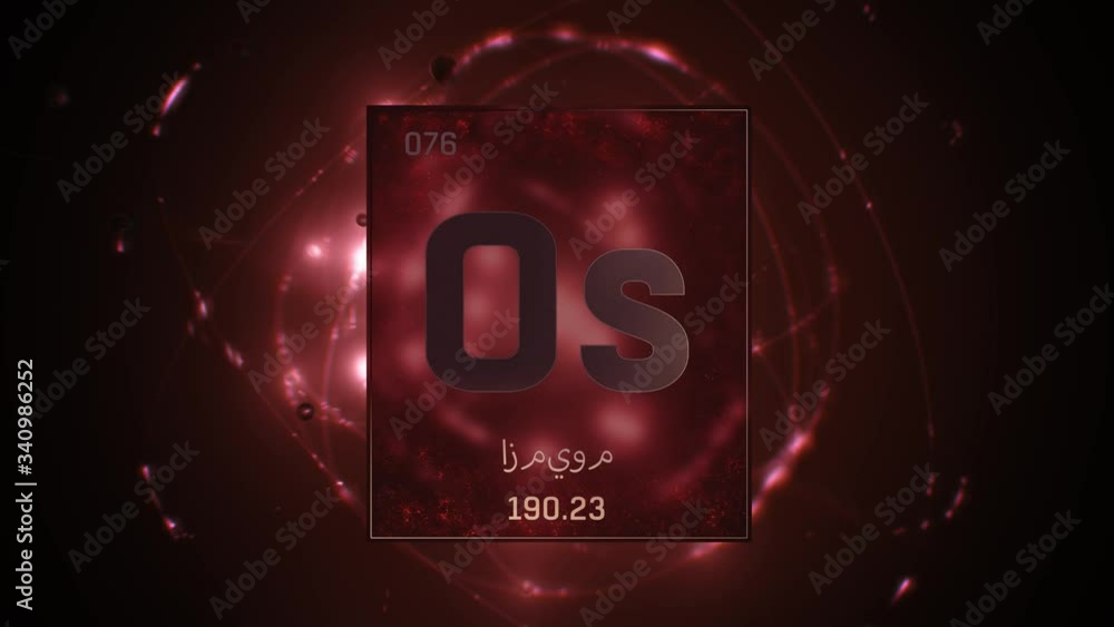 Osmium as Element 76 of the Periodic Table. Seamlessly looping 3D ...