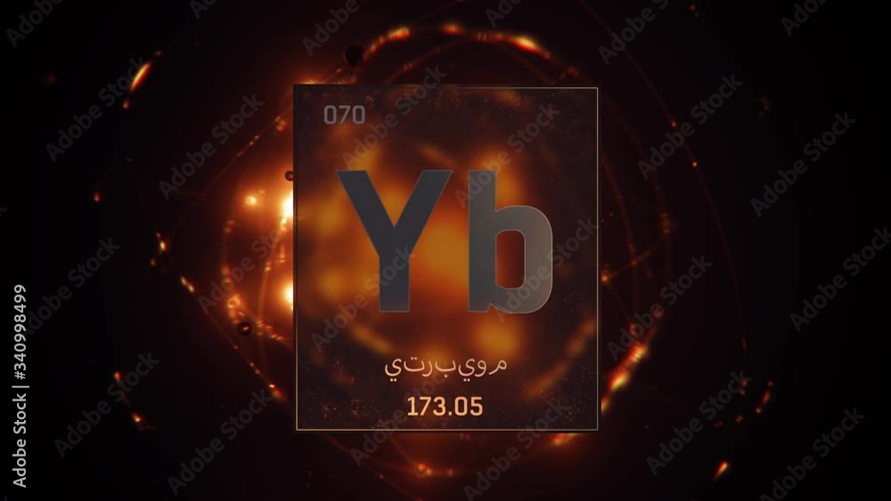 Ytterbium as Element 70 of the Periodic Table. Seamlessly looping 3D ...
