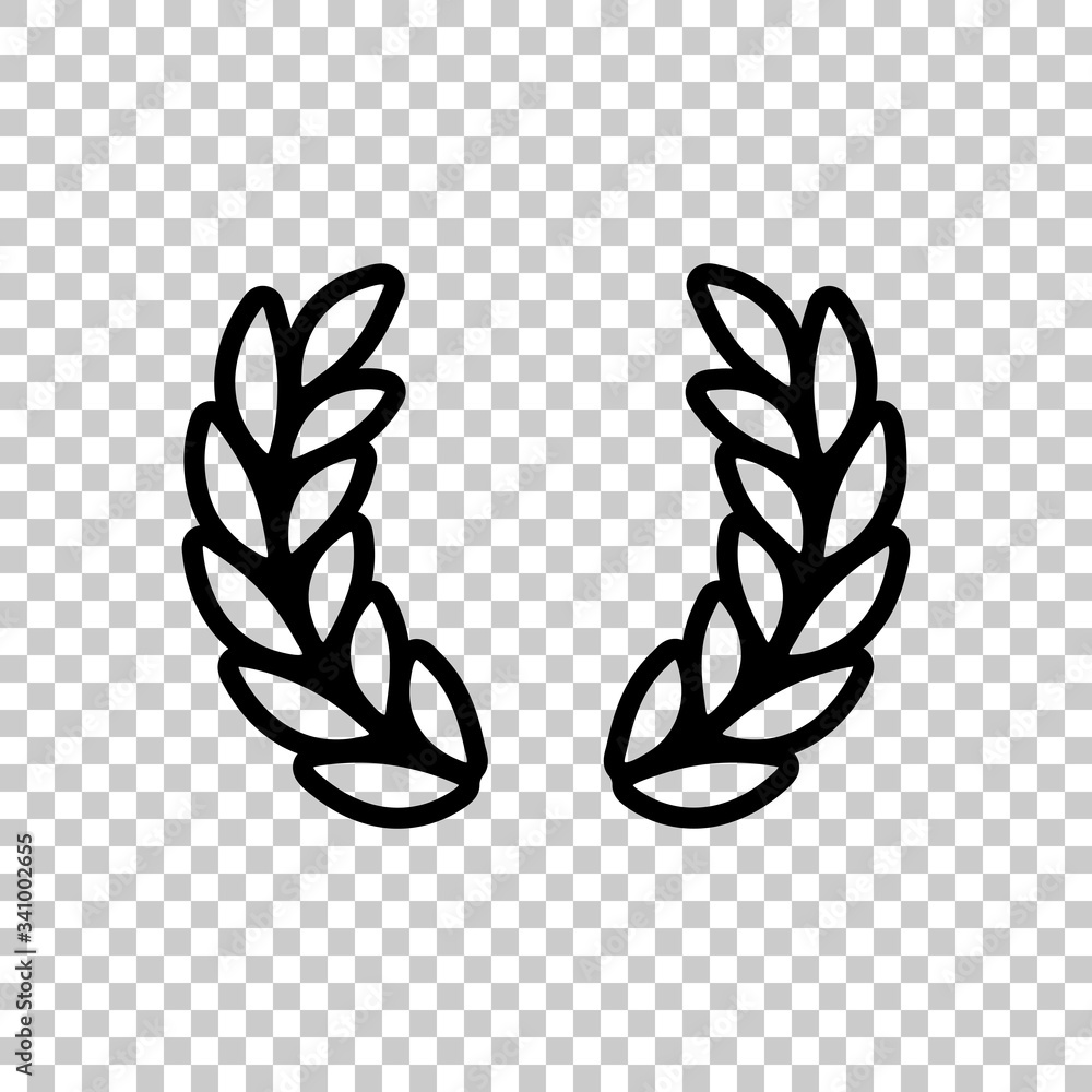 Laurel wreath, champion olive, outline design. Black symbol on ...