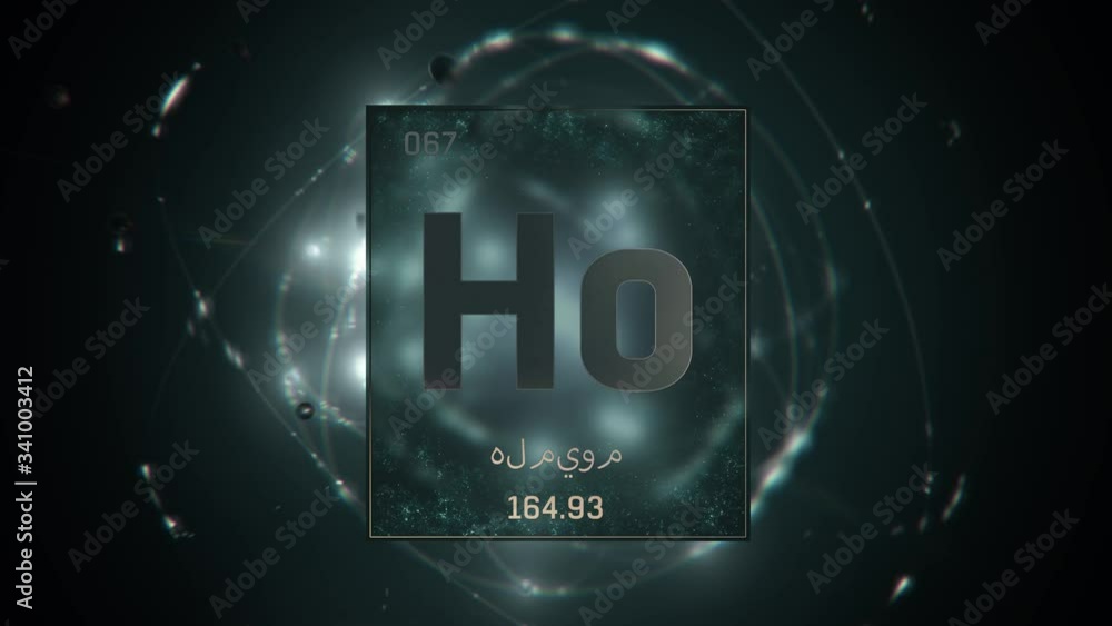 Holmium as Element 67 of the Periodic Table. Seamlessly looping 3D ...