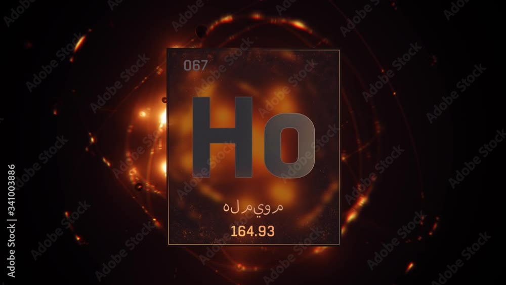 Holmium as Element 67 of the Periodic Table. Seamlessly looping 3D ...