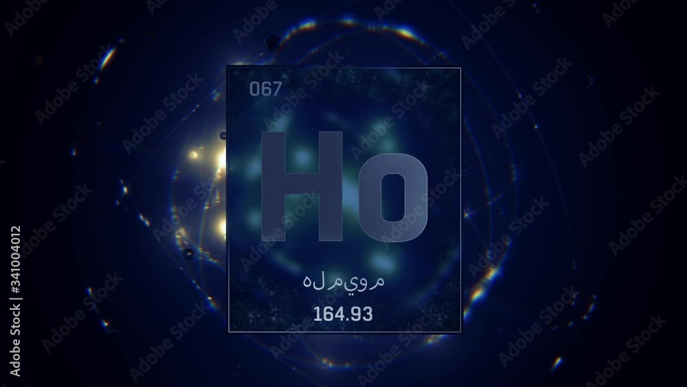 Holmium as Element 67 of the Periodic Table. Seamlessly looping 3D ...