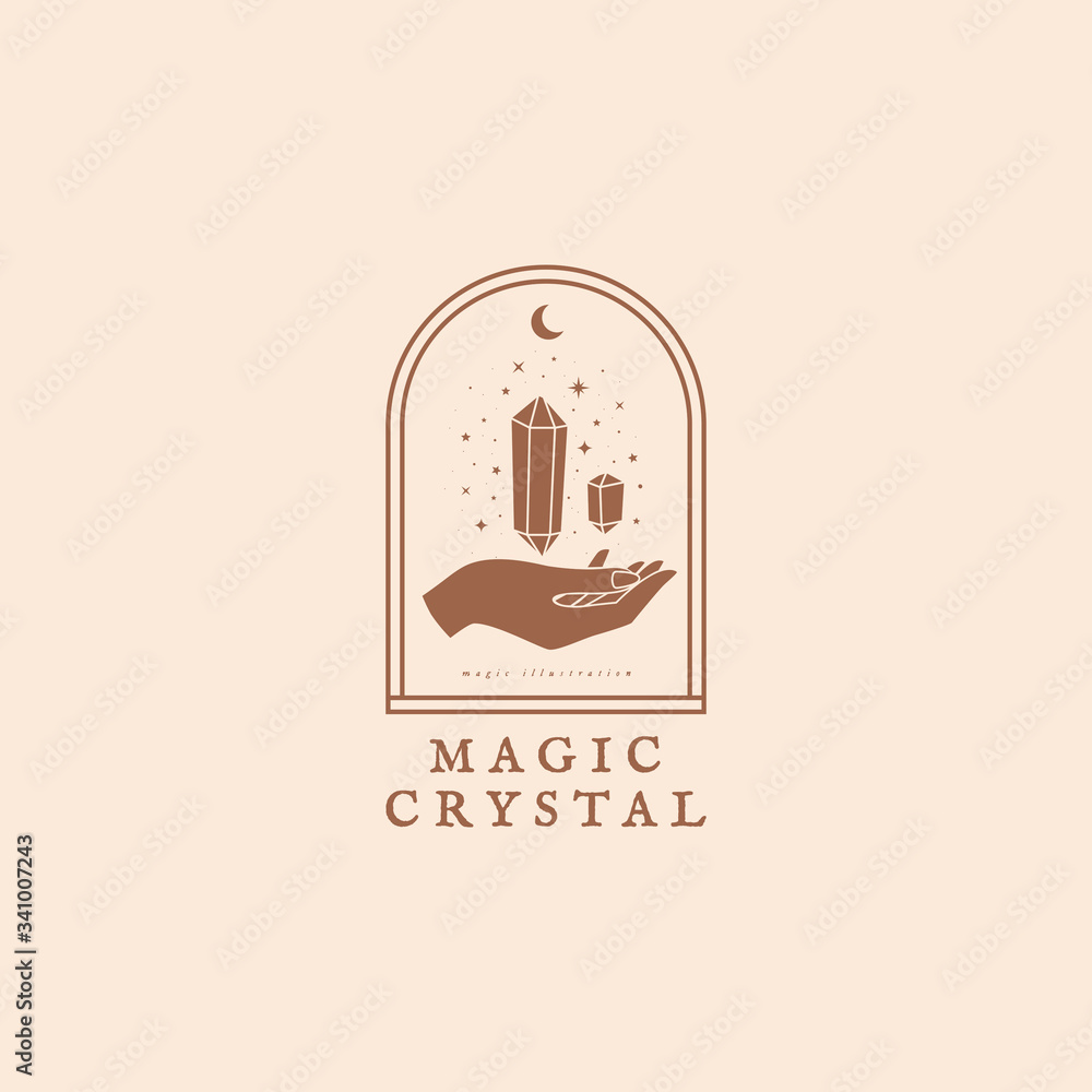 Vetor de Logo template with magic shining crystals in trendy minimalist ...