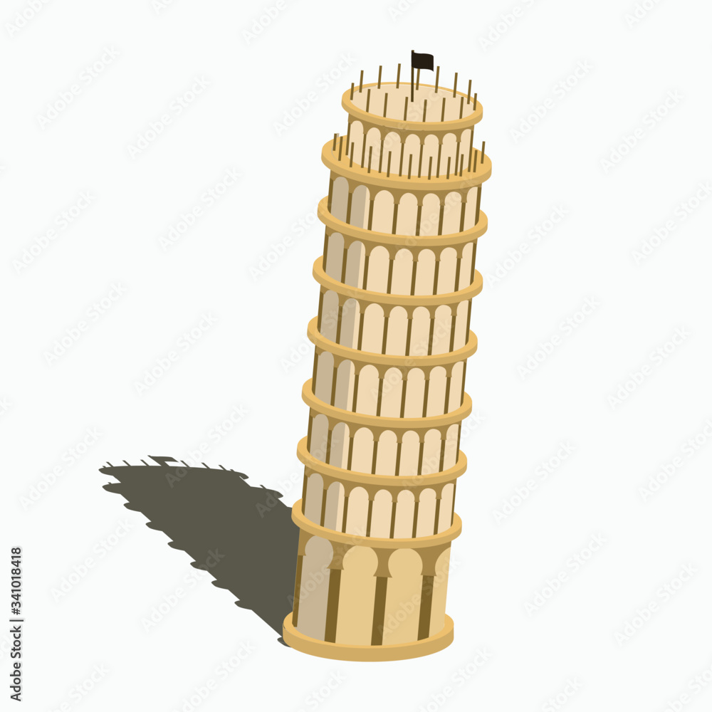 isometric pisa tower - seven wonders in the world - famous building in ...