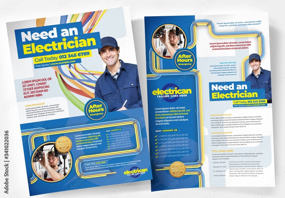 Electrical Poster Layouts with Wiring Illustration Stock Template ...