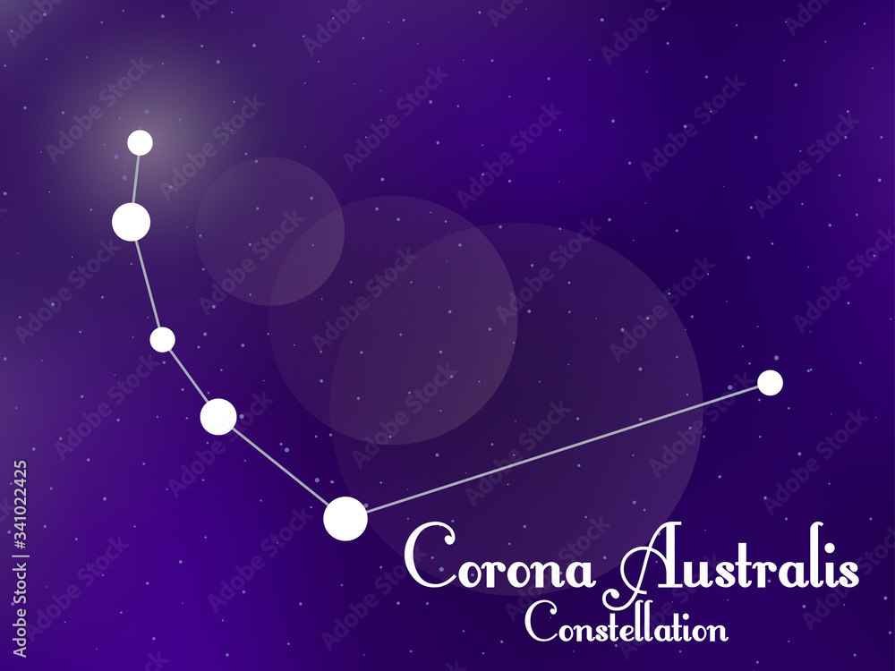 Corona Australis constellation. Starry night sky. Cluster of stars ...