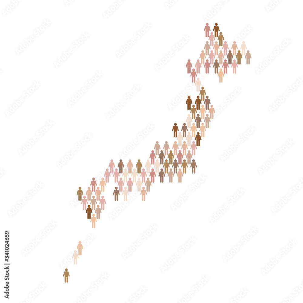 Japan population infographic. Map made from stick figure people Stock ...