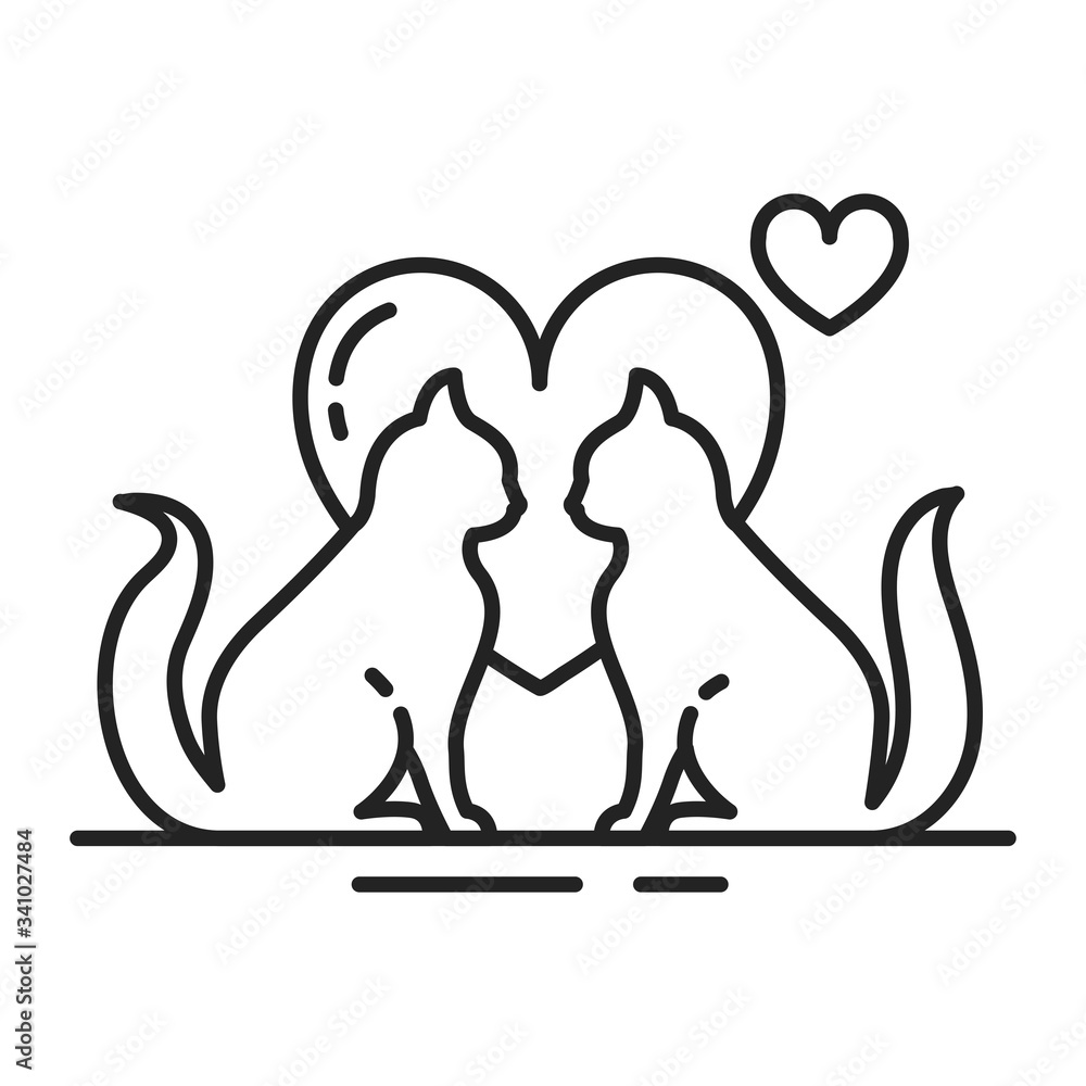 Mating animals black line icon. Combination of two animal individuals ...