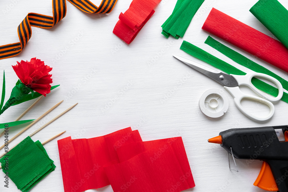 How to make carnation flower at home. Children DIY art project. Step by ...