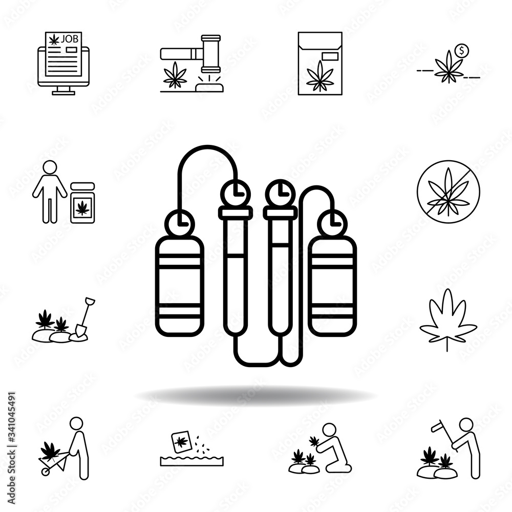 cylinder, marijuana, cannabis outline icon. Set can be used for web ...