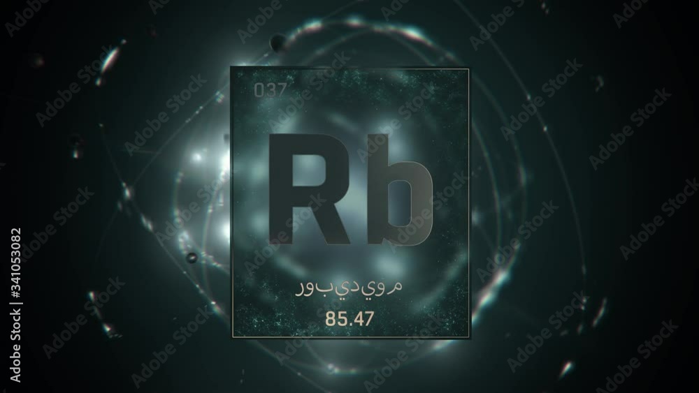Rubidium as Element 37 of the Periodic Table. Seamlessly looping 3D ...