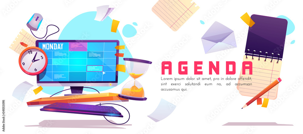 Agenda banner. Schedule planner, appointment events and daily work ...