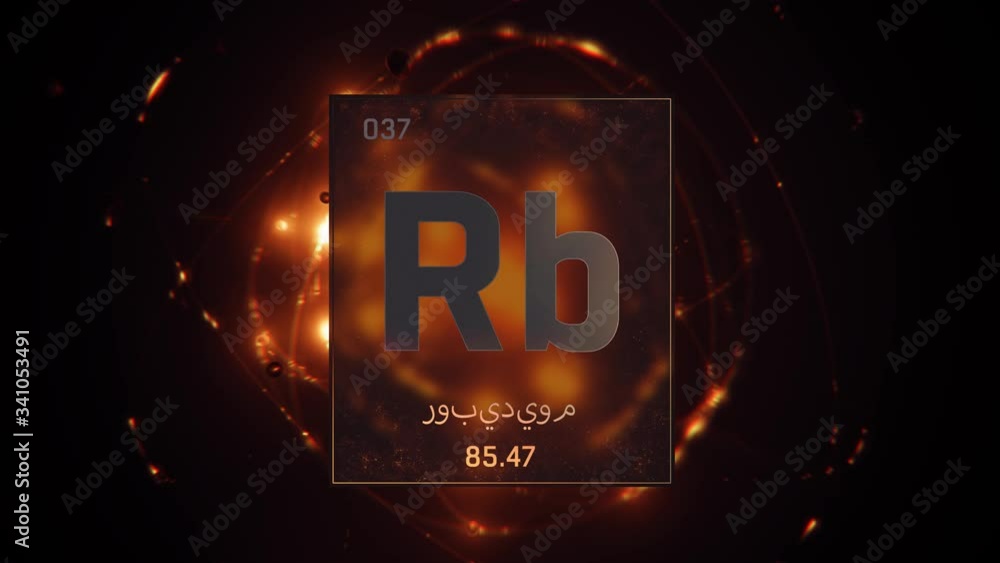 Rubidium as Element 37 of the Periodic Table. Seamlessly looping 3D ...