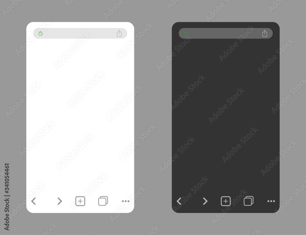 Browser mockup in light and dark mode. Template of mobile browser in ...