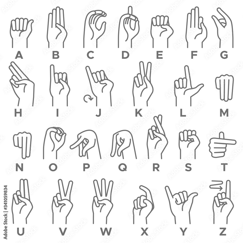 Deaf-mutes hand language. Learning alphabet, nonverbal deaf-mute ...