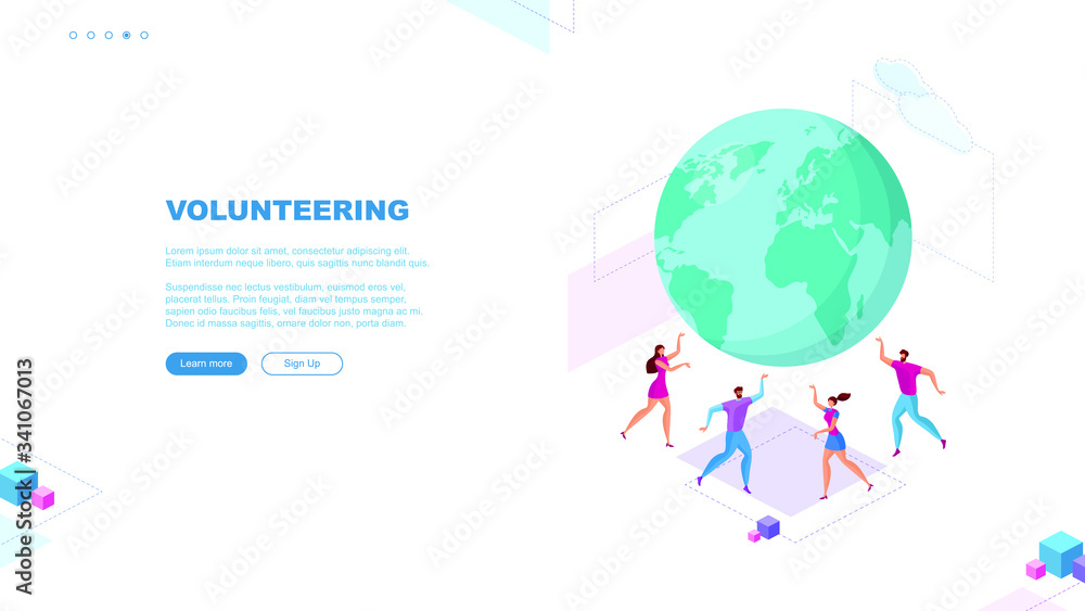 Trendy flat illustration. Volunteering page concept. Save planet ...