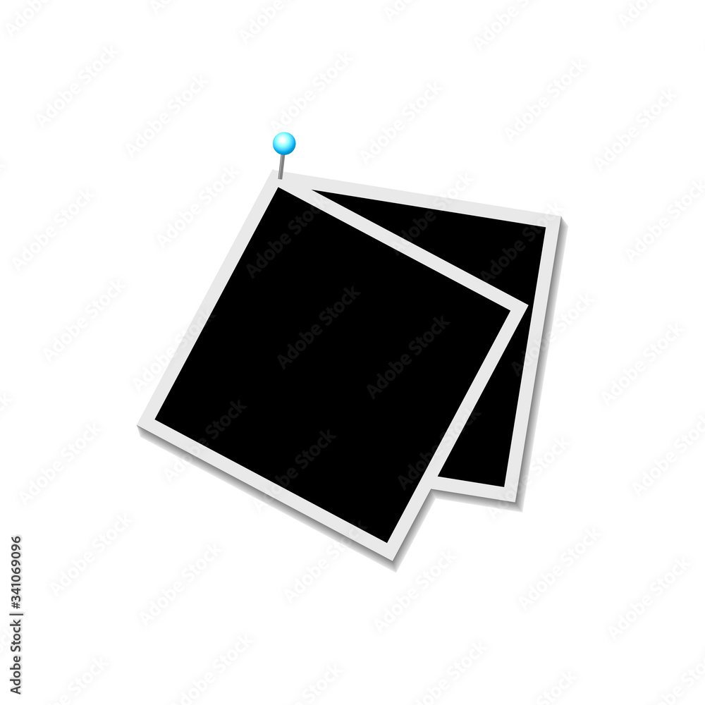 Photo frame with pin on white background with shadow effects. Template ...