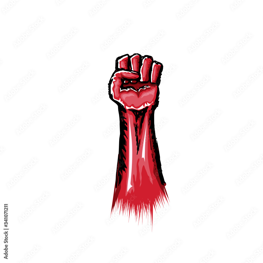 Vectro red fist isolated on white background. 1 may Labor day concept ...