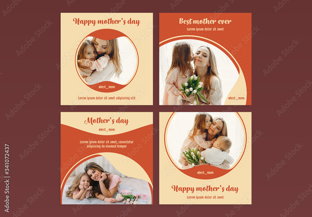 Mother’s Day Social Media Post Layout Set Stock Template | Adobe Stock
