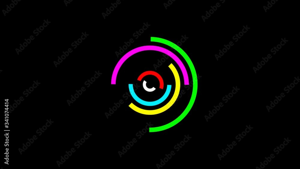 4K animation Multi colored Circles Radial Wipe transition, transparent background to suit all ...