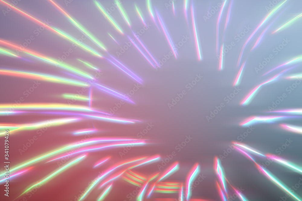 ภาพประกอบสต็อก Neon light leaked 3d shapes render background ภาพ ...